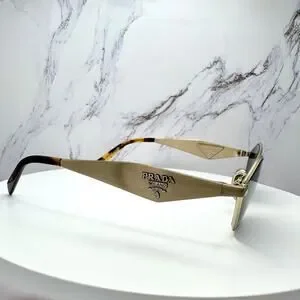 Prada | Accessories | New Prada Sunglasses Gold Metal 3d Logo Aviator ...
